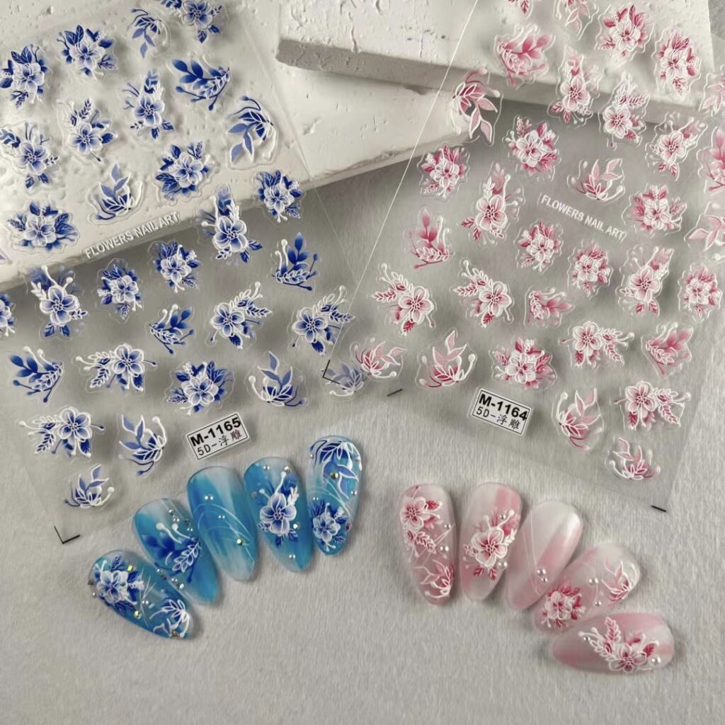 3D Embossed Spring Flower Nail Art Stickers