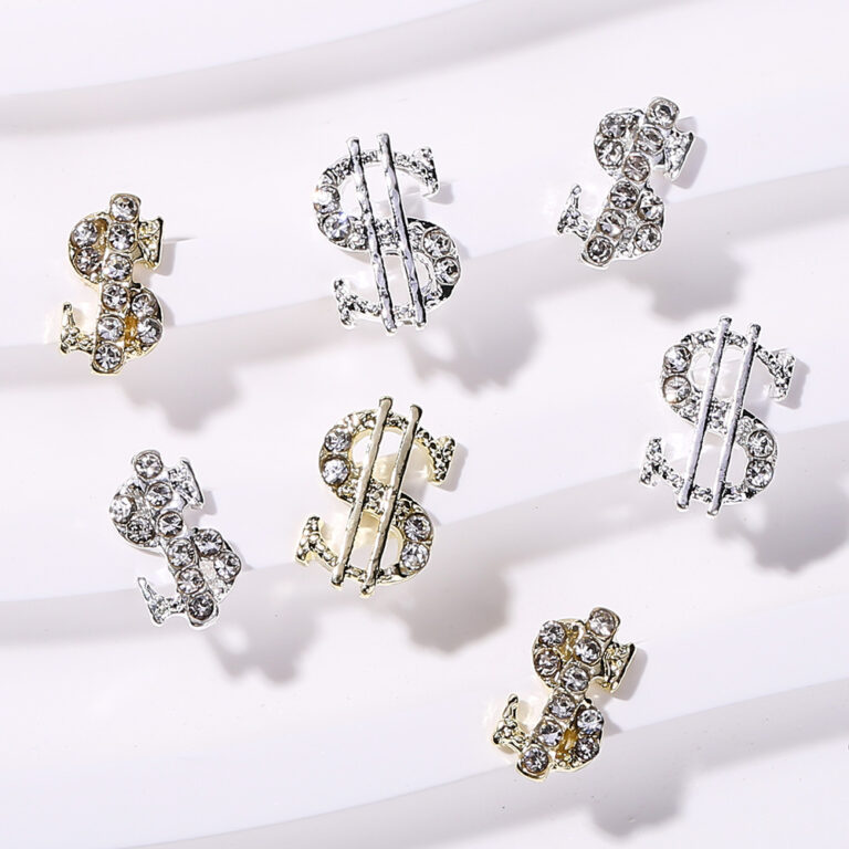 Gold Silver Dollar Sign Nails Charms